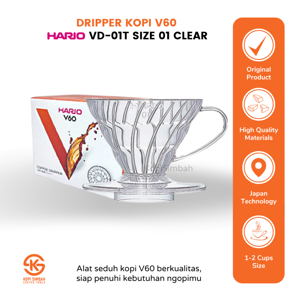 Jual Hario V60 Coffee Dripper VD-01T Clear Size 01 Alat seduh Kopi Manual Brew V60 Acrylic ...