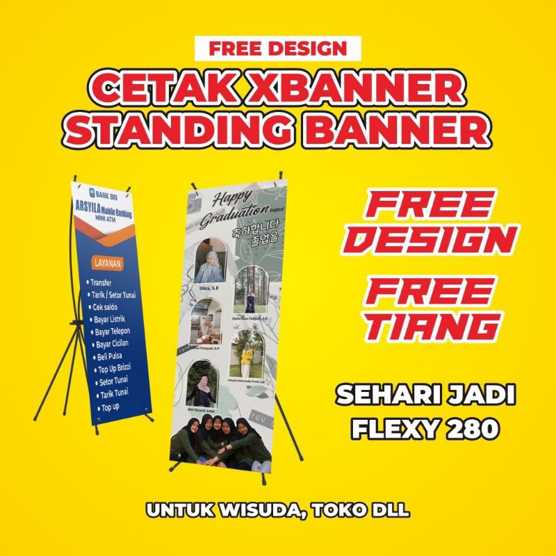 Jual XBANNER STANDING BANNER WISUDA BRILINK TOKO FREE TIANG | Shopee Indonesia