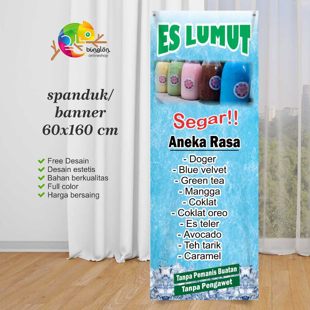 Jual Spanduk 60x160 Banner Es Lumut Custom Desain | Shopee Indonesia