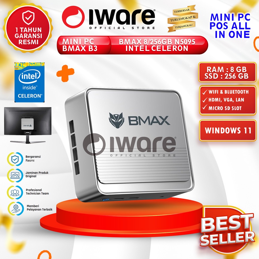 Jual BMAX Mini PC B3 N5095 8/256GB SSD Intel Celeron Windows 11 Pro ...