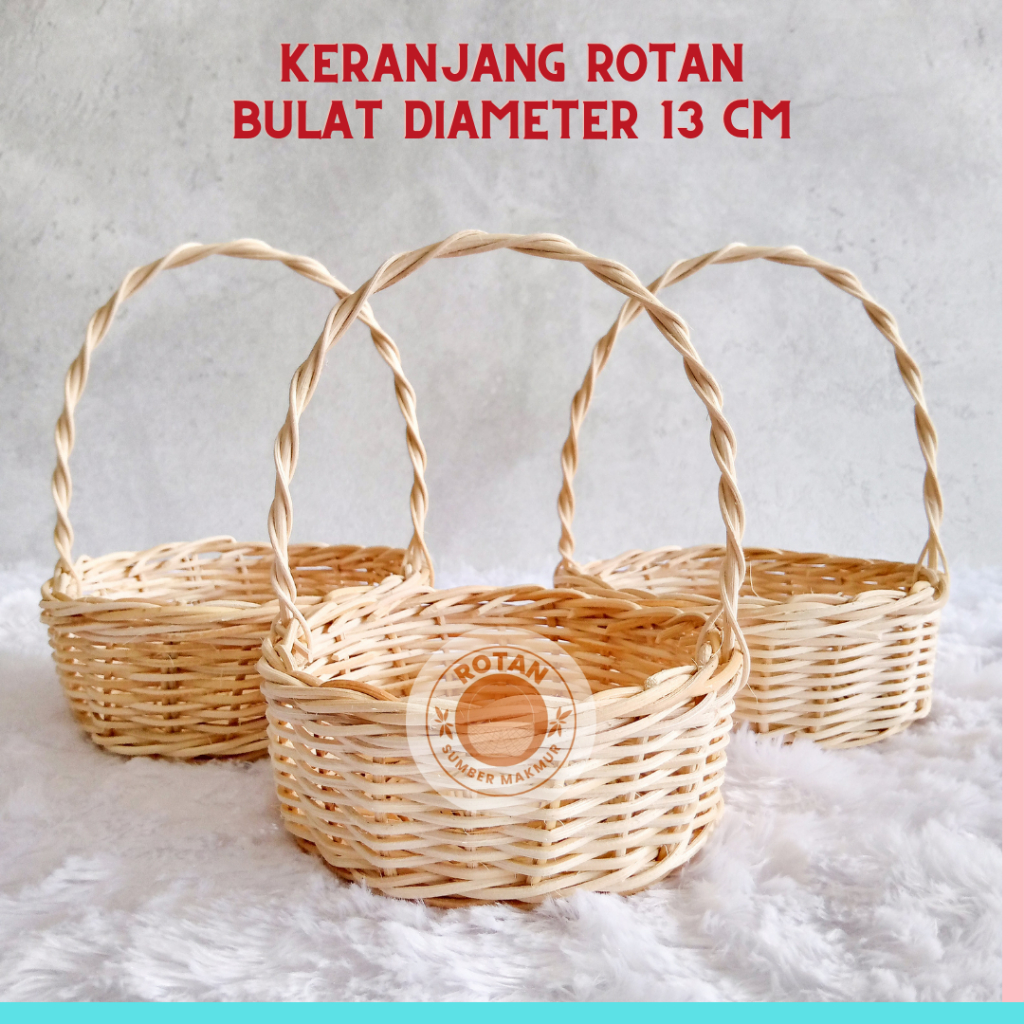 Jual READY INSTAN !! Keranjang rotan Bulat diameter 13 cm Kualitas ...