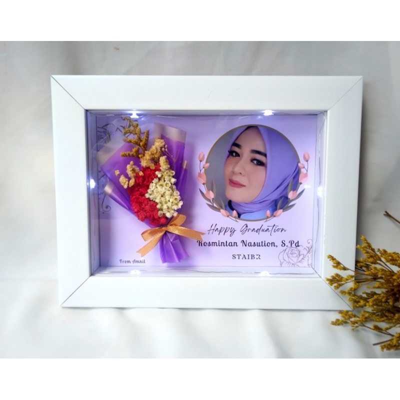 Jual PROMO Flower in frame 3D//Mahar Rustik//Kado Wisuda Aestetik//Kado ...