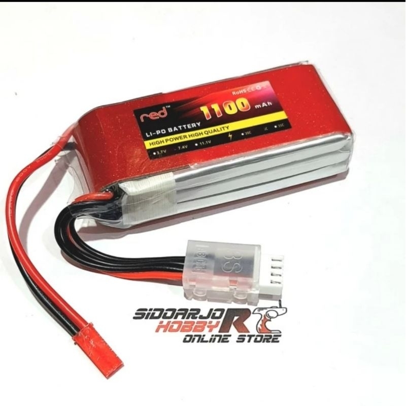 Jual BATERAI BATTERY LIPO 3S 11.1V 1100 mAh soket JST bisa untuk remot RC4GS RC6GS | Shopee ...