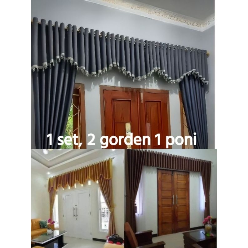 Jual 1 Set Gorden Poni Jendela Atas Pintu Tengah Ruang Tamu Panjang 250 ...