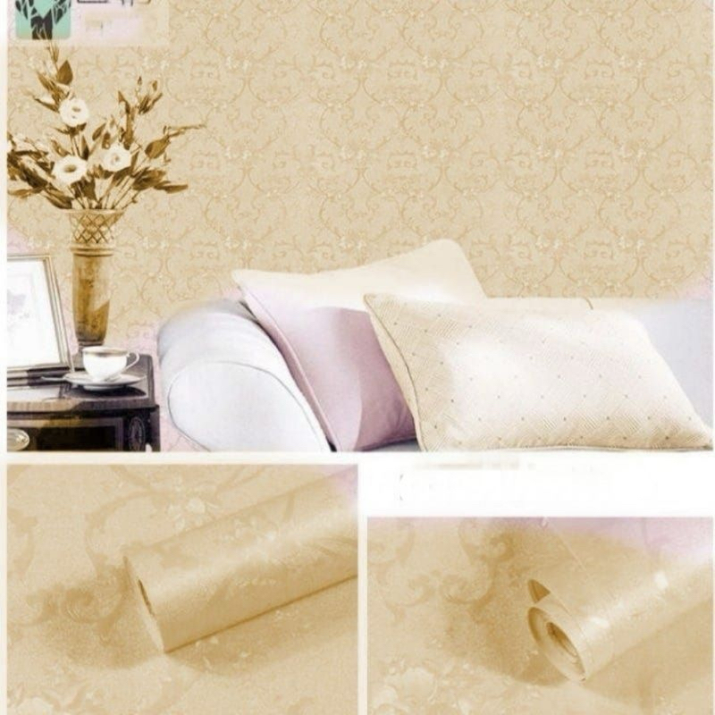 Jual BELI 3 GRATIS 1 // COD Terlaris Wallpaper Sticker Dinding Motif Polos Putih Salur Batik ...