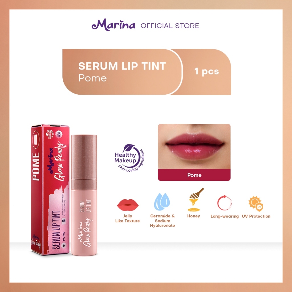 Jual Marina Glow Ready Serum Lip Tint 8ml | Shopee Indonesia