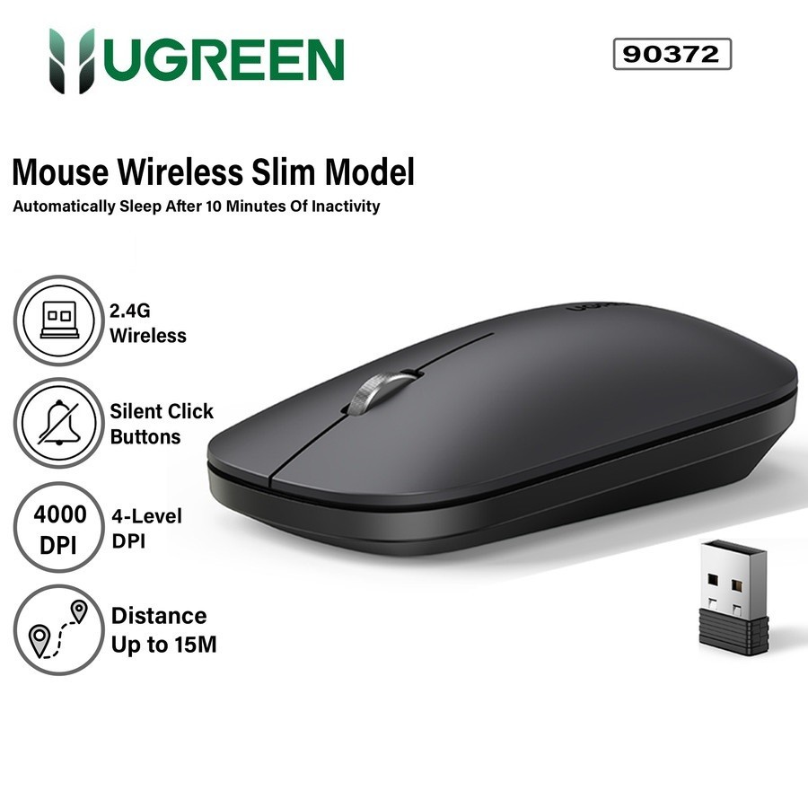 Jual ugreen 90372 Mouse Wireless Silent Click 4000 DPI Slim | Shopee ...
