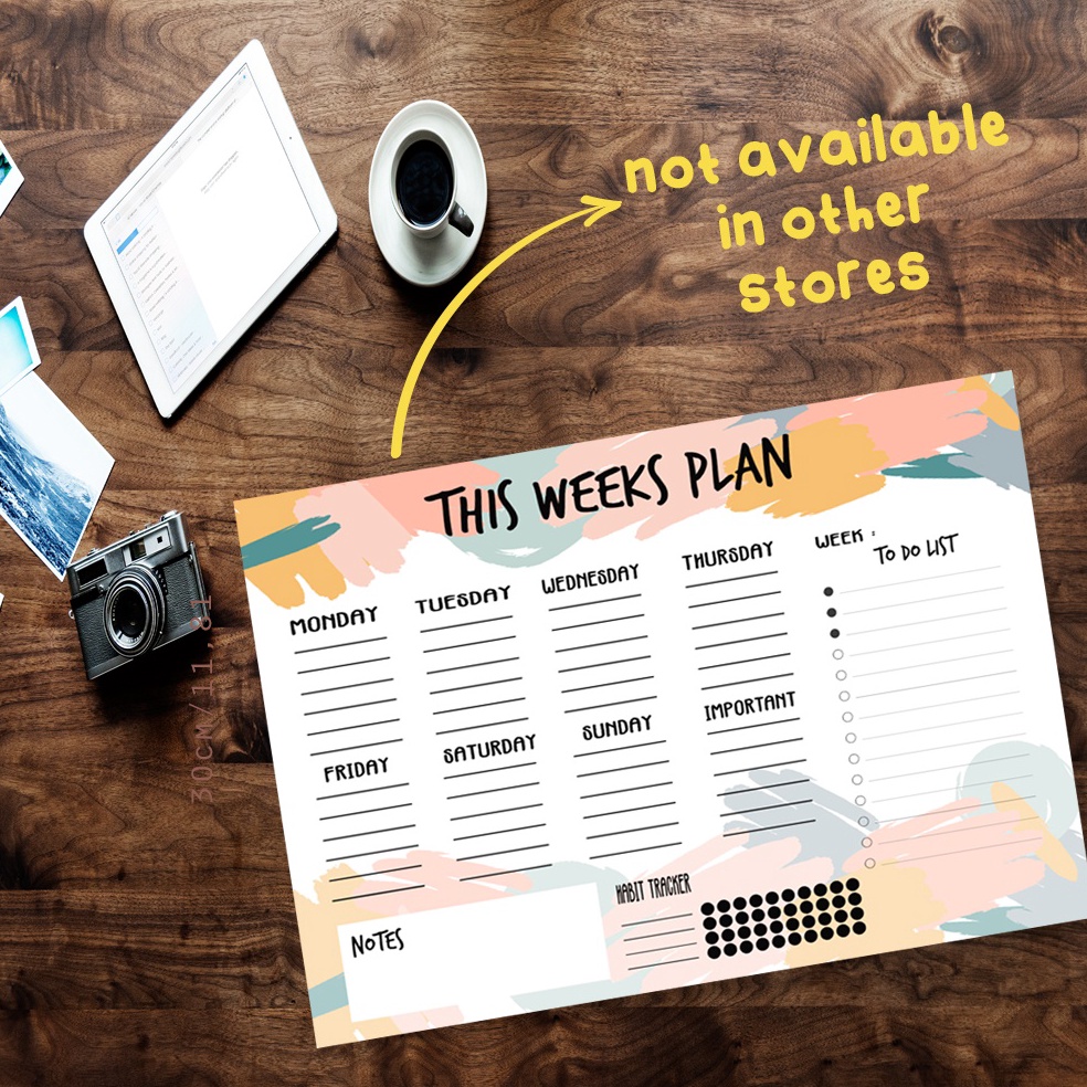 Jual MURAH Weekly Planner wall Week Plan with Habit Trackernotes to do ...