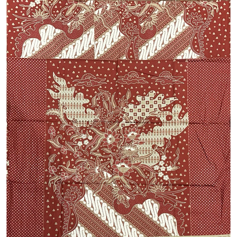 Jual Kain Batik MERAH MAROON MERAH CABE POLA KEMEJA Handprint | Shopee ...