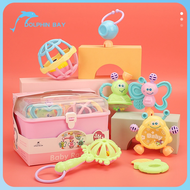 Jual 【Dolphin Bay】(7pcs box)Baby Teether Rattle Teething Kit Mainan ...