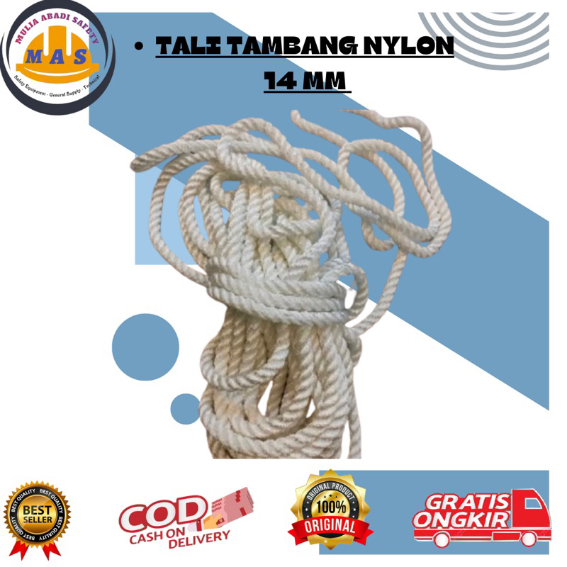 Jual TALI SAFETY TAMBANG NYLON 14MM Eceran/ Tambang Serat Nylon / Tali ...