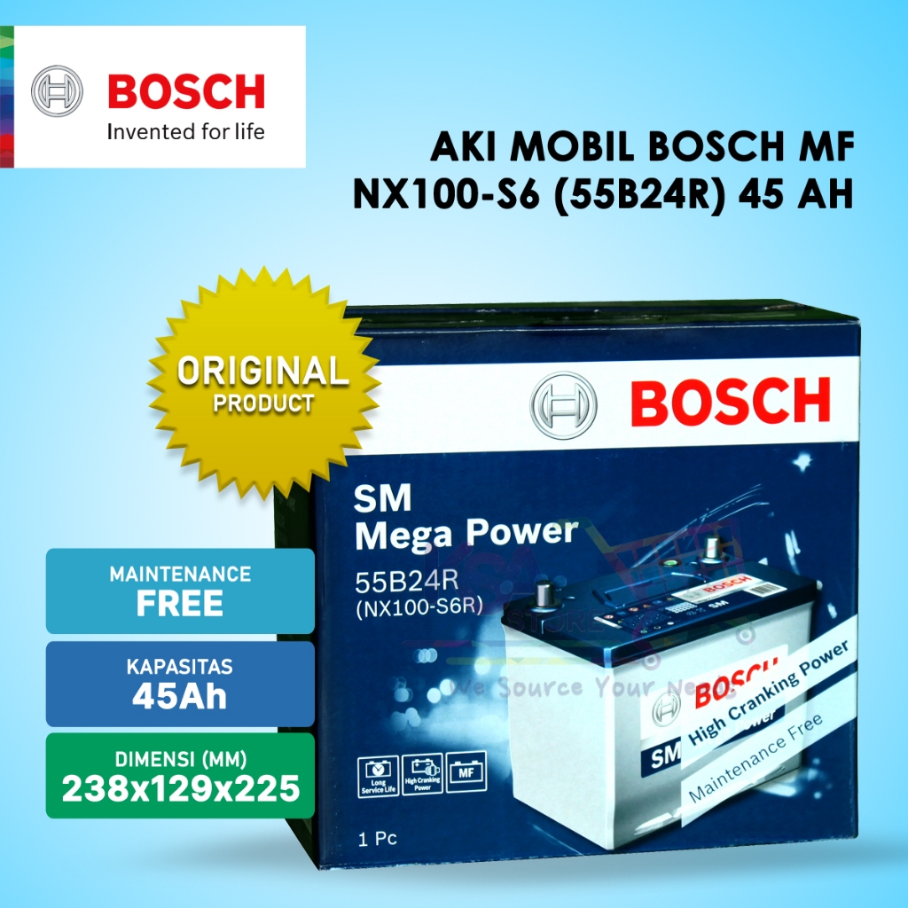 Jual Aki Mobil BOSCH MF NX100-S6LS (55B24LS) 45AH - BRV, CRV, HRV, YARIS (0986A00408) | Shopee ...