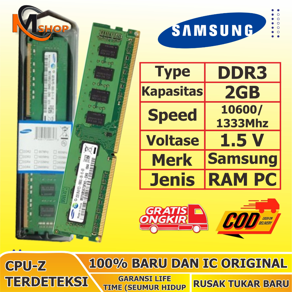 Jual Ram Memory PC DDR3 2GB PC10600 - PC8500 | Shopee Indonesia