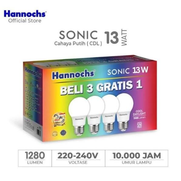 Jual Lampu LED Hannochs Sonic 13w 13 watt multipack paket isi 4 pcs lampu | Shopee Indonesia