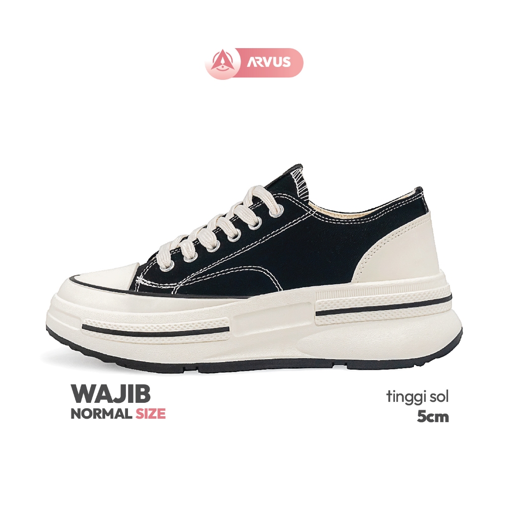 Jual Arvus Lenora Sepatu Fashion Sneakers Kanvas Rendah Wanita Black ...