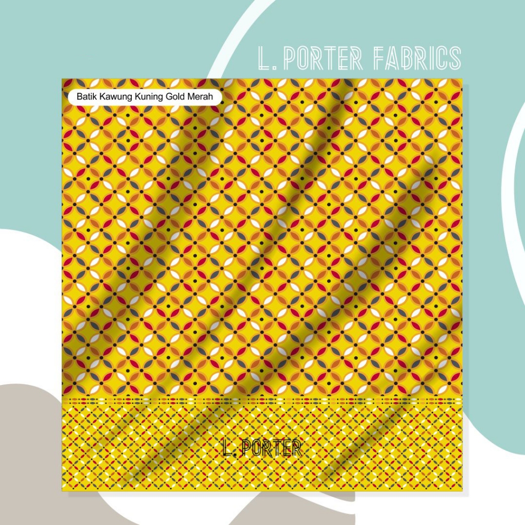 Jual Batik Kawung Kuning Gold Merah Batik Katun Kain L Porter Fabrics I ...