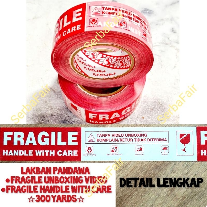 Jual Lakban Fragile Unboxing Video 2 INCH (45mm) x 300 YARDS Pandawa / HEMAT MURAH | Shopee ...