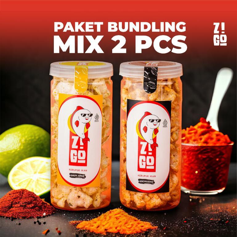 Jual [PAKET BUNDLING MIX RASA 2PCS] Kerupuk Pedas ZIGO Cabe Merah Daun ...