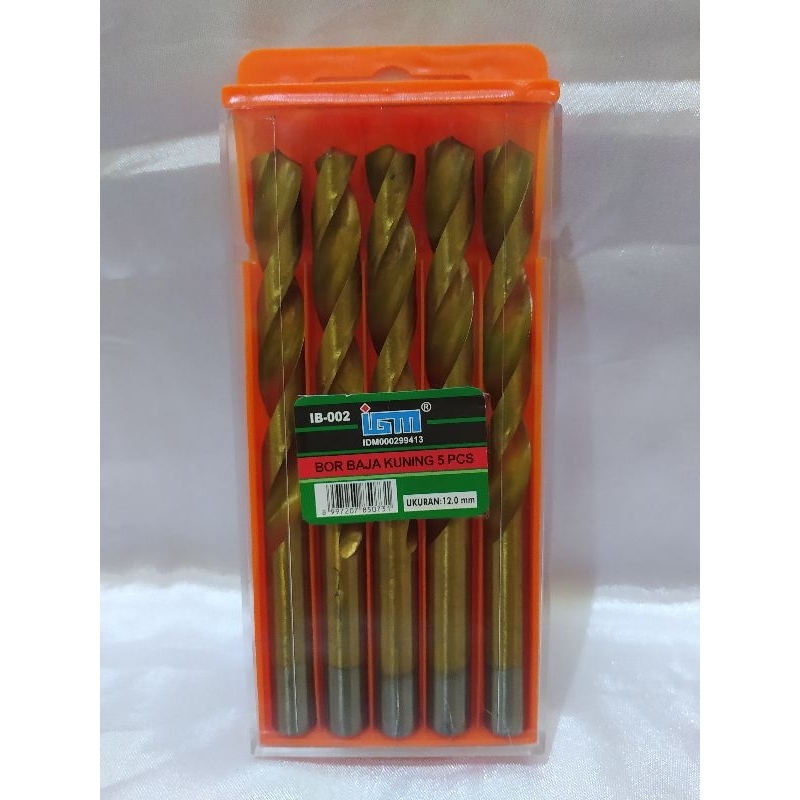 Jual harga 5 pcs MATA BOR BESI KUNING IGM 12 MM /BOR BAJA KUNING ...