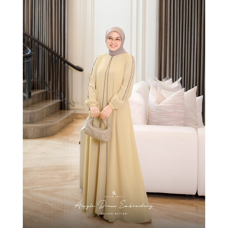 Jual Arsyla Dress Embroidery ( Dress saja ) by shArarea | Shopee Indonesia