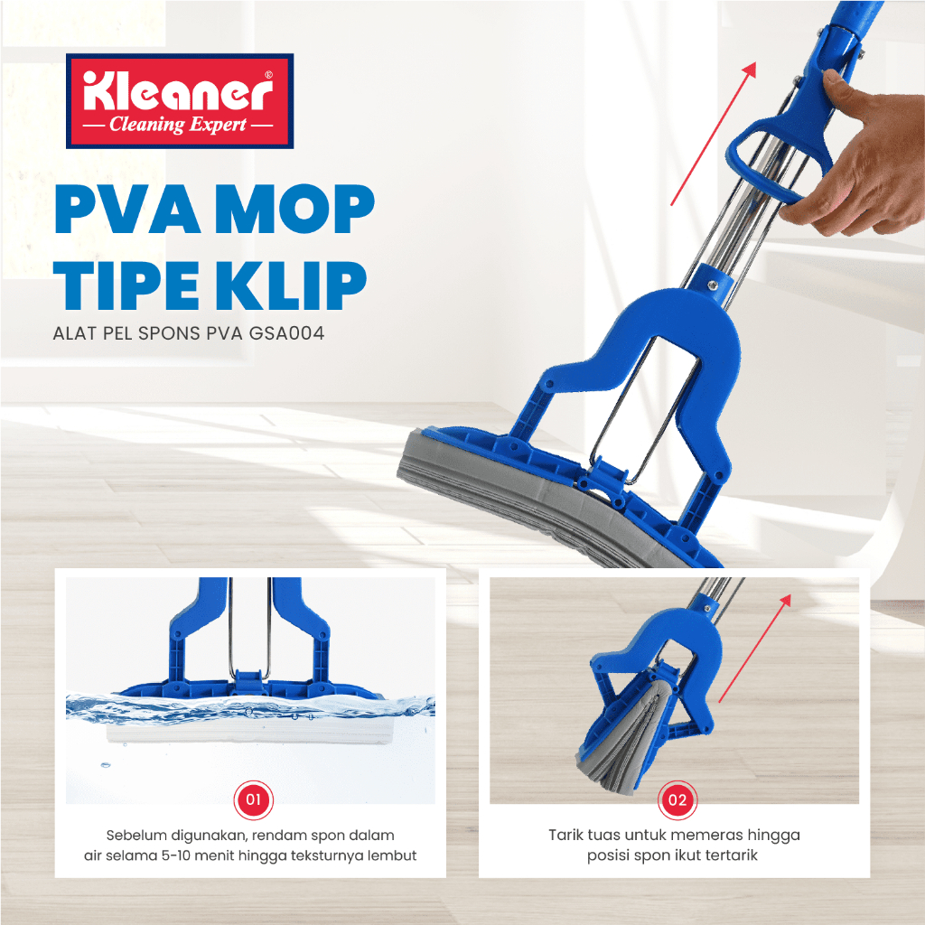 Jual Kleaner Alat Pel Spons PVA Tipe Klip Pembersih Lantai - Floor Mop ...