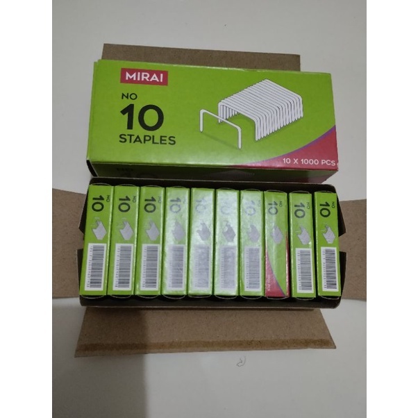 Jual Isi Staples no 10 MIRAI ORLEE 1dos (isi 10 pack kecil) - isi ...