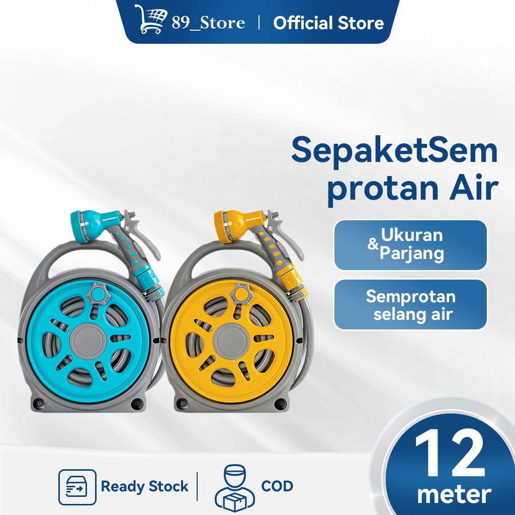 Jual Paket JET SPRAY 12 meter Selang Air Gulung Semprotan Water Hose ...