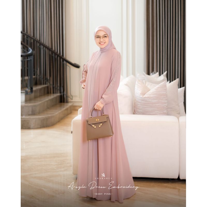 Jual Arsyla Dress Embroidery( Dress saja ) by shArarea | Shopee Indonesia