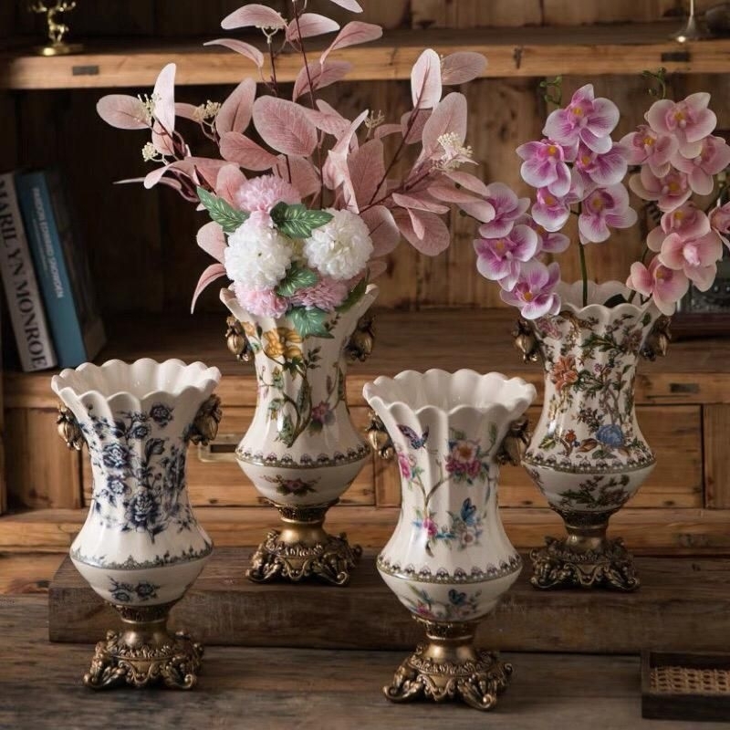 Jual Vas Guci Bunga Biru Pink Kupu Butterfly Flower Bunga Vas Keramik ...
