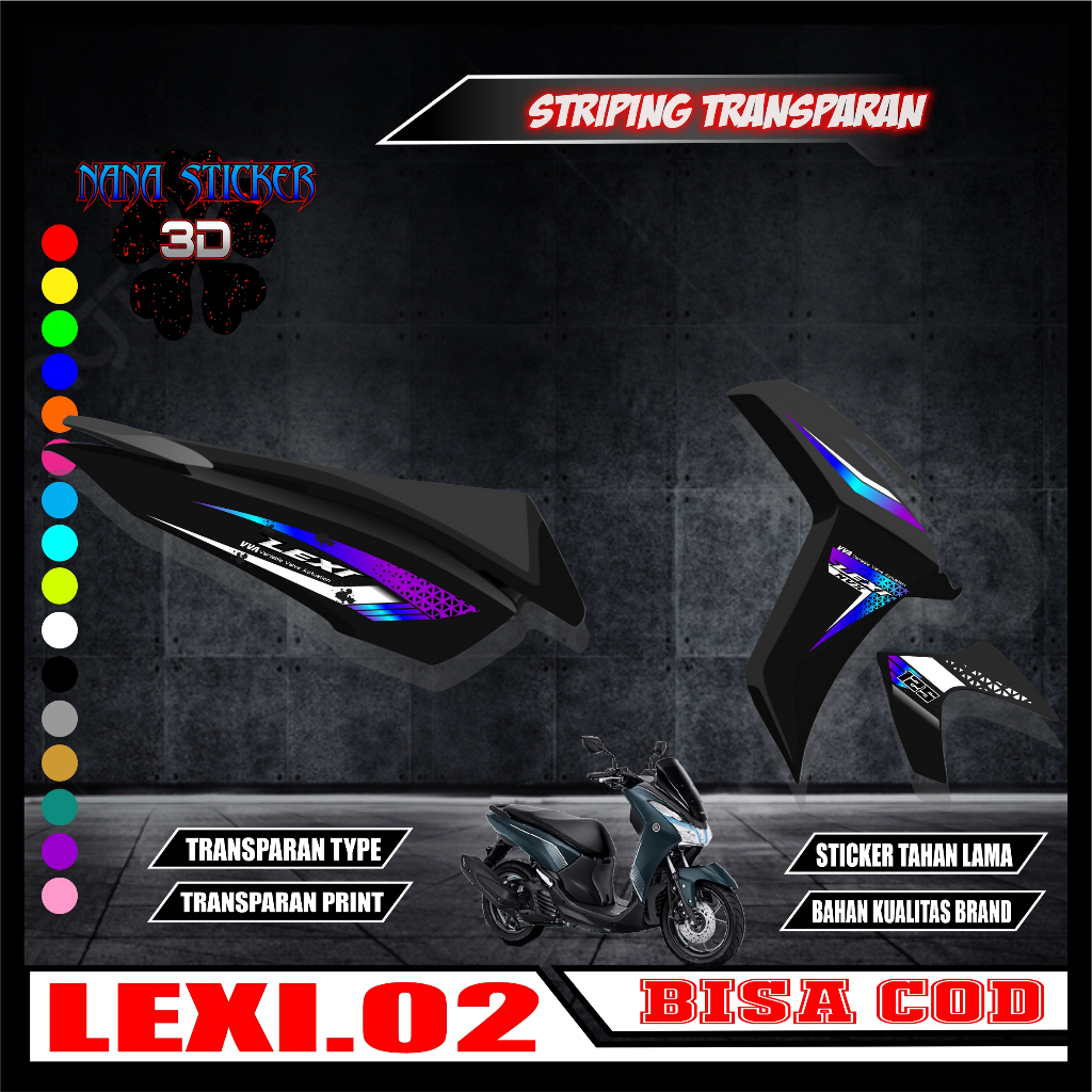Jual Striping TRANSPARAN YAMAHA LEXI Variasi Stiker Sticker list body ...