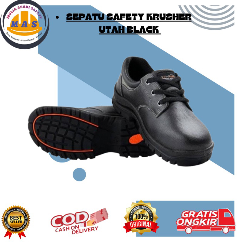 Jual Sepatu Safety Shoes KRUSHER UTAH Black Ori / Sepatu Safety Proyek ...