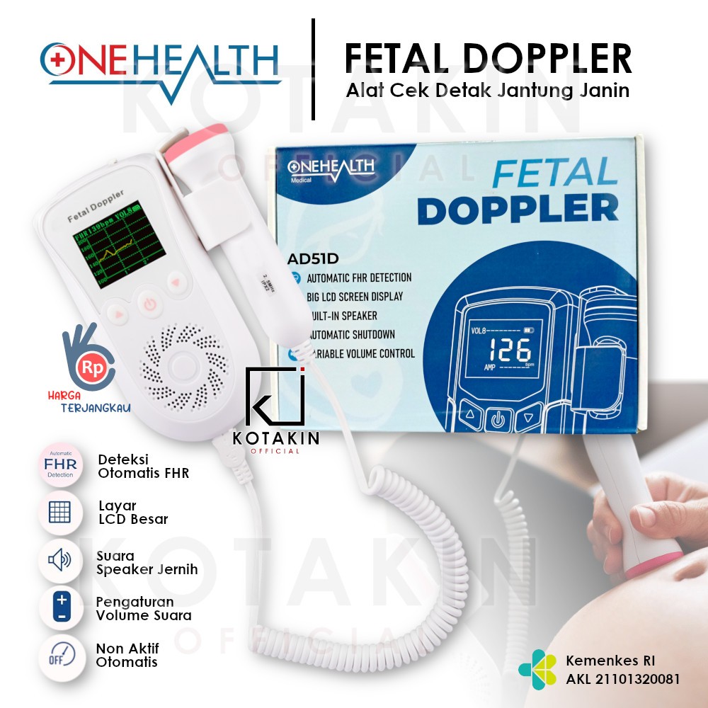Jual Fetal Doppler LCD Recharge AD51D ONEHEALTH / Dopler Alat Cek ...