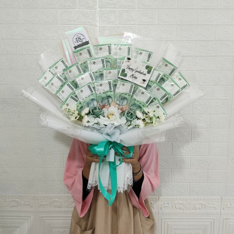 Jual PO 2 hari | Buket Uang Asli + bunga | Money Bouquet + flower ...