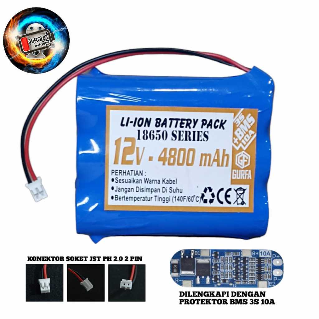 Jual 3X Baterai Li-ion 18650-3S 4800mAh 12V Baterai Speaker Dan Alat ...