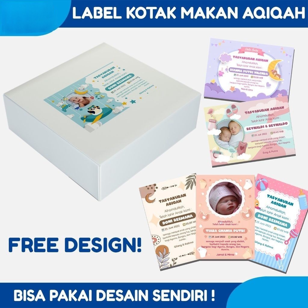 Jual Sticker Nasi Box Tasyakuran Khitan Kehamilan Bayi Stiker Label ...