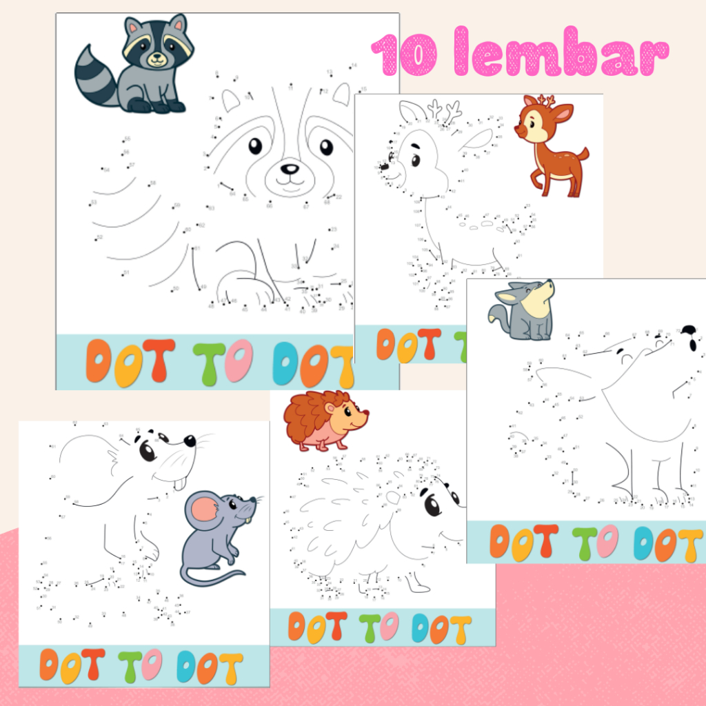 Jual 10 lembar Menghubungkan Garis dan Mewarnai Dot To Dot Worksheet ...