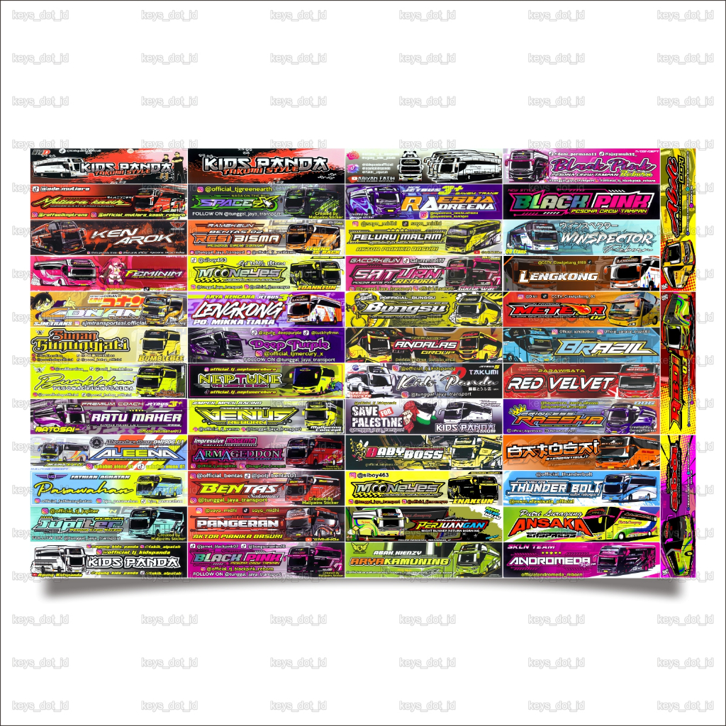 Jual Stiker Bus Basuri Panjang Isi 45 Pcs, Stiker Bus Mania, Stiker Bus ...