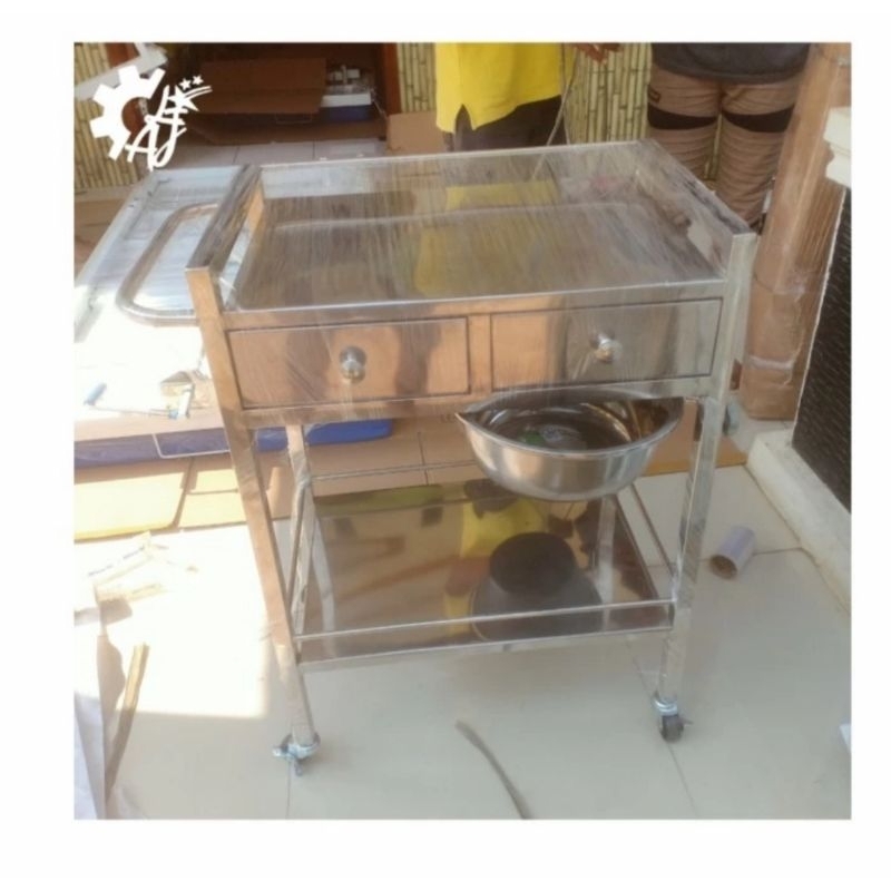 Jual Troli Instrument 2 Susun | Trolley 2 Laci Troly 3 Rak | Meja Medis ...