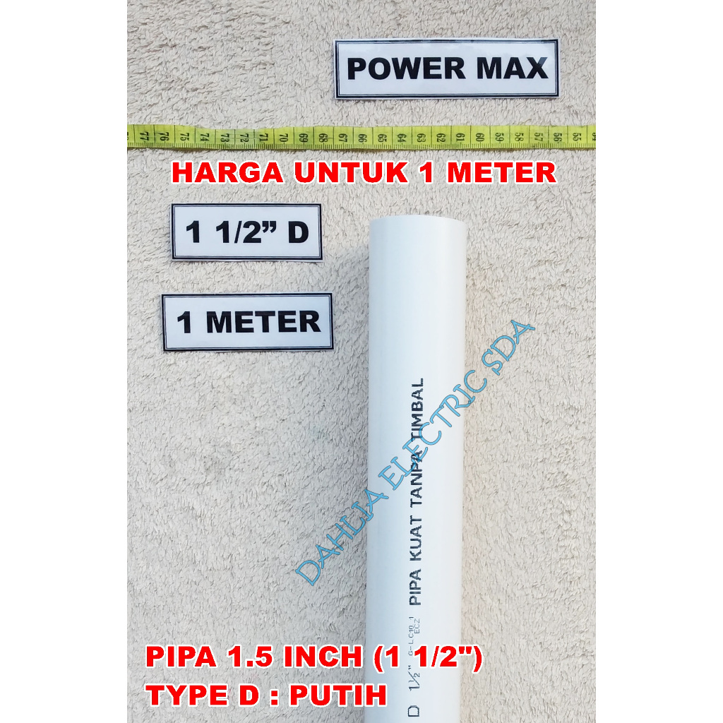 Jual Pipa PVC 1 ½ INCH D PUTIH POWER MAX PANJANG 1 METER | Shopee Indonesia