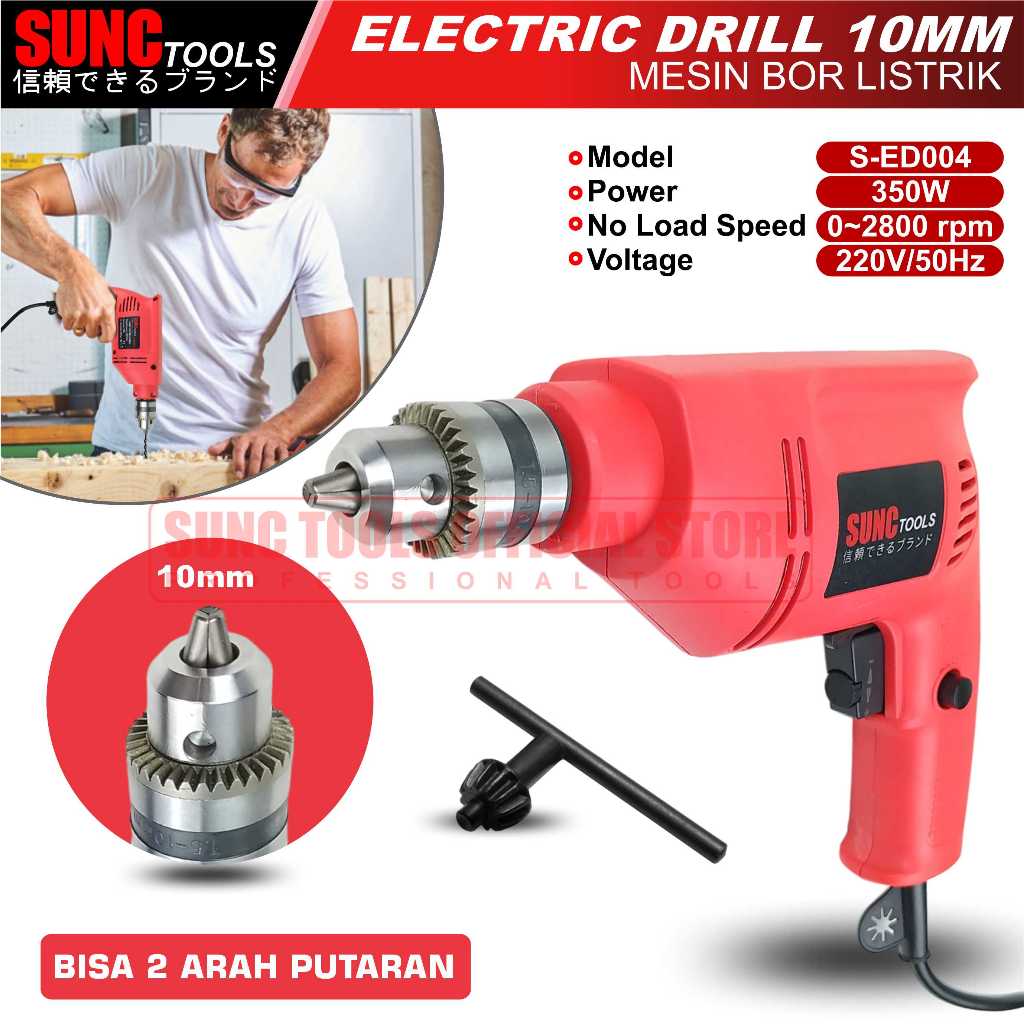 Jual Mesin Bor Listrik Bor Kayu Besi Elektrik Electric Drill 10mm SUNC ...