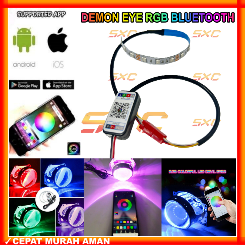Jual Lampu Devil Eyes 360 RGB Bluetooth Biled projector Demon Eyes ...