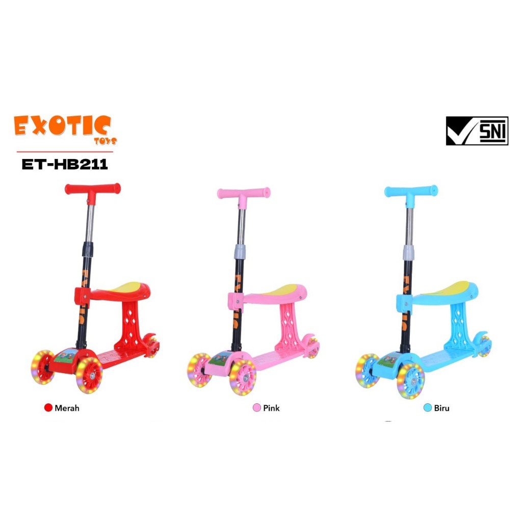 Jual Scooter Anak Roda 3 EXOTIC ET HB 211 Bisa Duduk dan Berdiri 2 in 1 ...