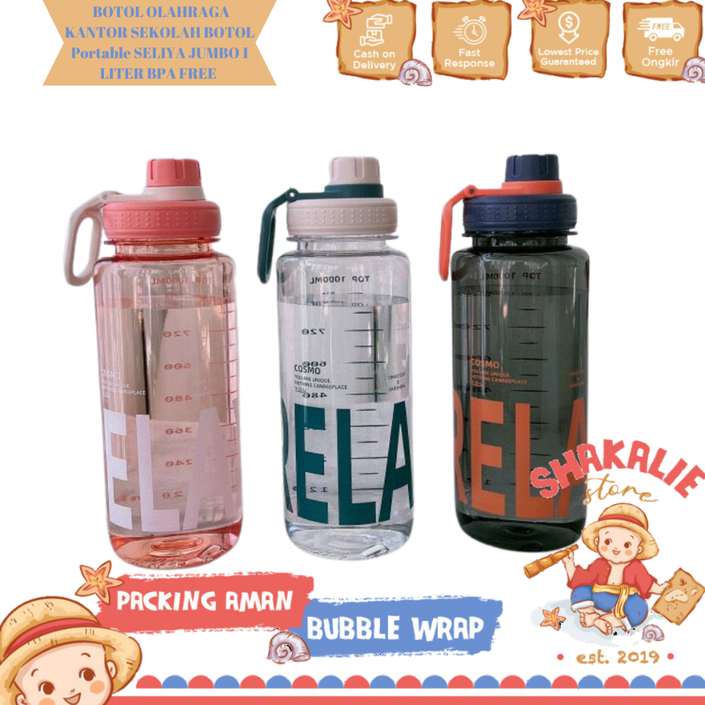 Jual Botol Minum Jumbo Portable 1000ML Relax Botol Olahraga Sport BPA ...