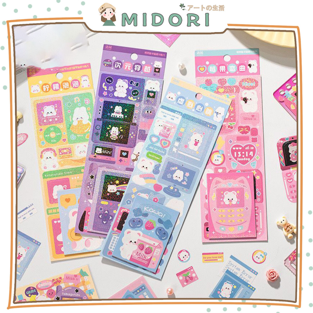 Jual [MIDORI] 10Pcs STICKER PREVIEW DIARY CUTE BEAR DIY Diary Sticker ...