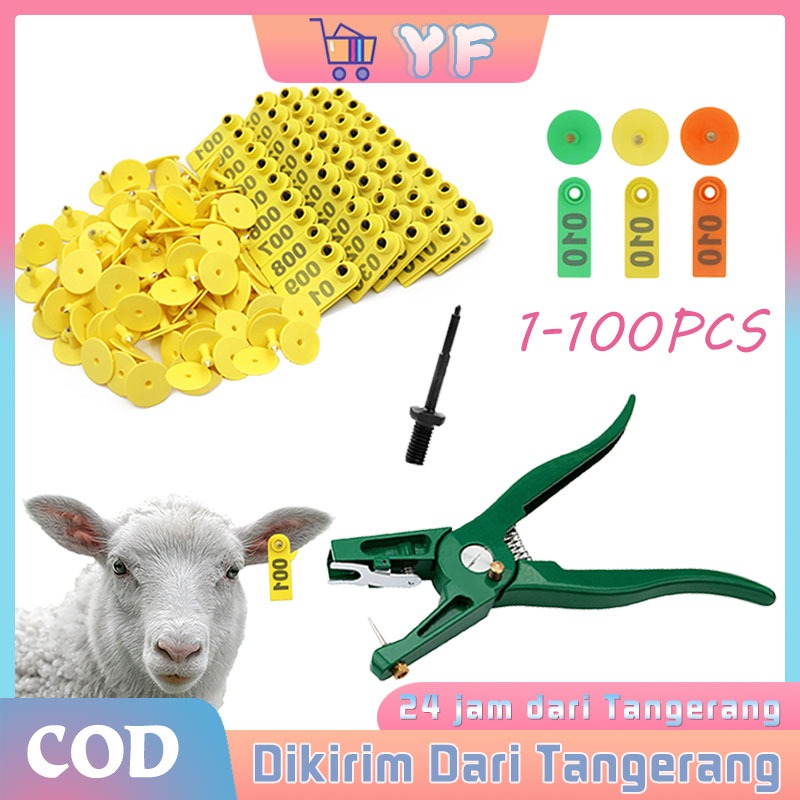 Jual 100Pcs 001-100 Eartag Kambing Domba Ear Tag Sapi Babi Penanda ...