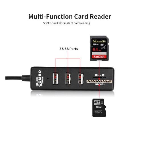 Jual USB Hub 2 in 1 - 3 Port Combo Card Reader SD TF Card | Shopee ...