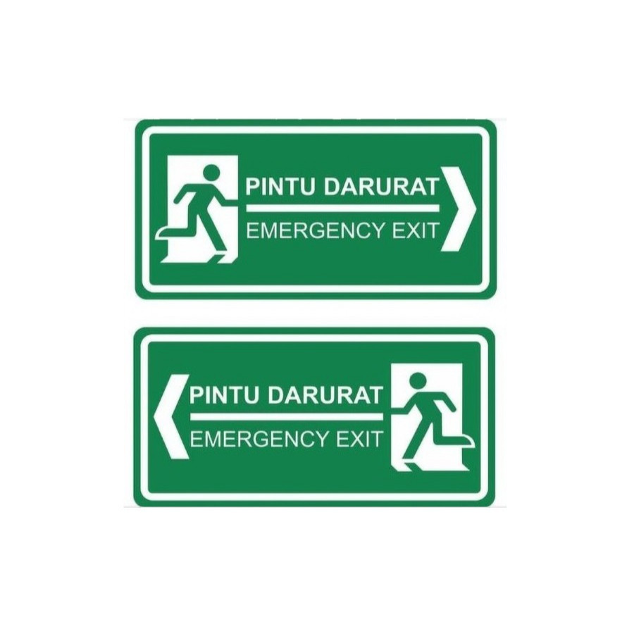 Jual STICKER VINYL PINTU DARURAT/ EMERGENCY EXIT UK: 15X30 KANAN-KIRI ...