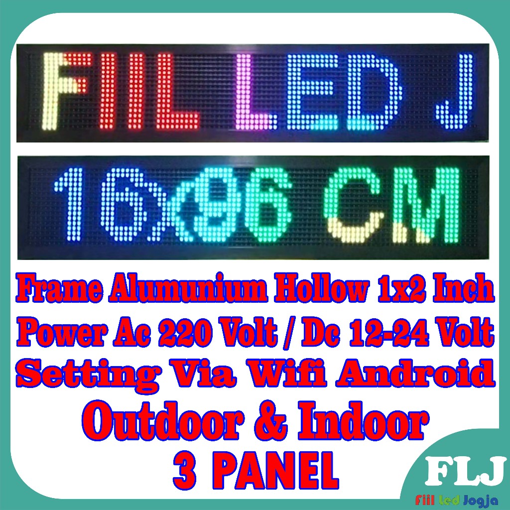Jual Running Text P10 Outdoor 3 Panel 1 Sisi Ukuran 16x96 cm | Shopee ...