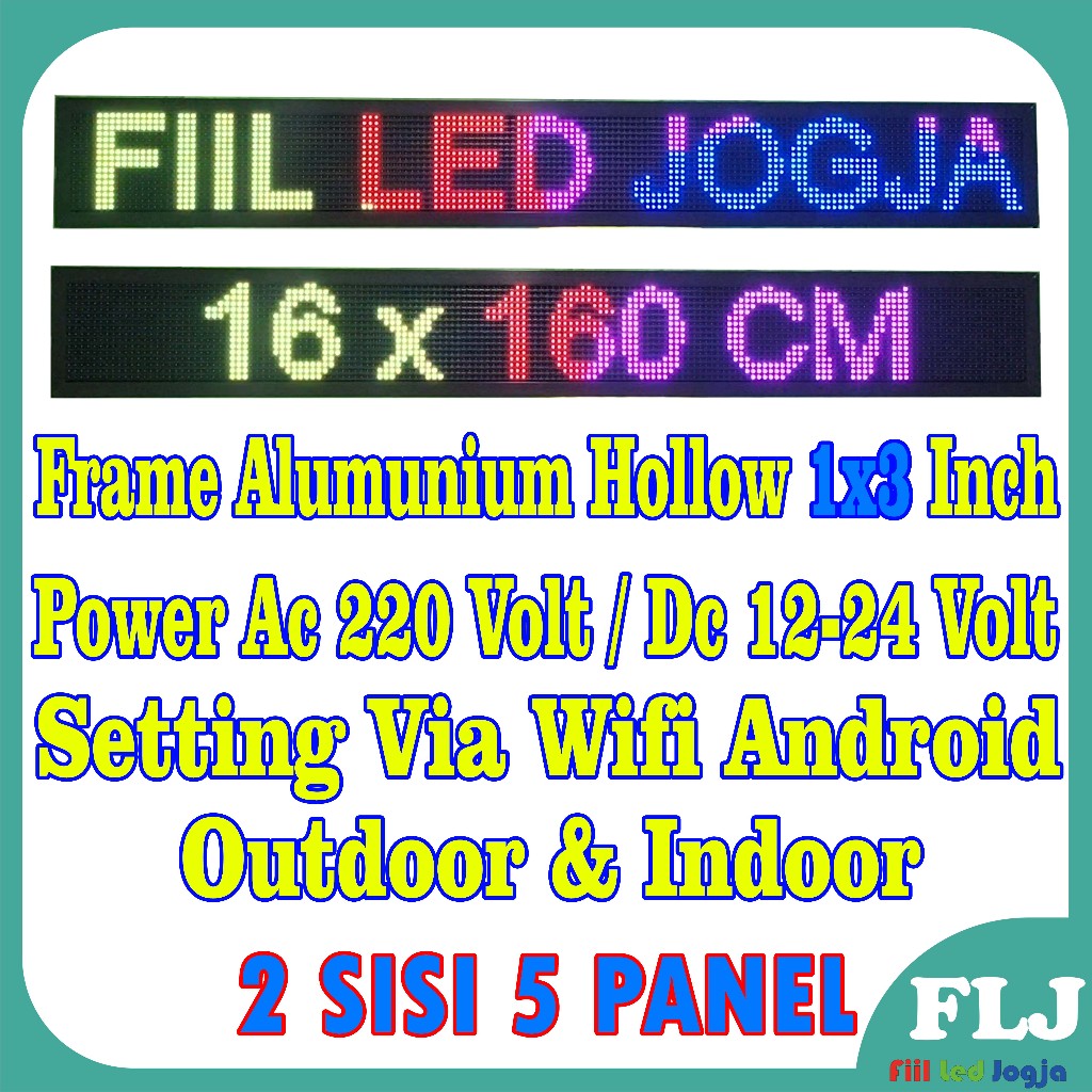 Jual Running Text P10 Outdoor 5 Panel 2 Sisi Ukuran 16x160 cm | Shopee ...