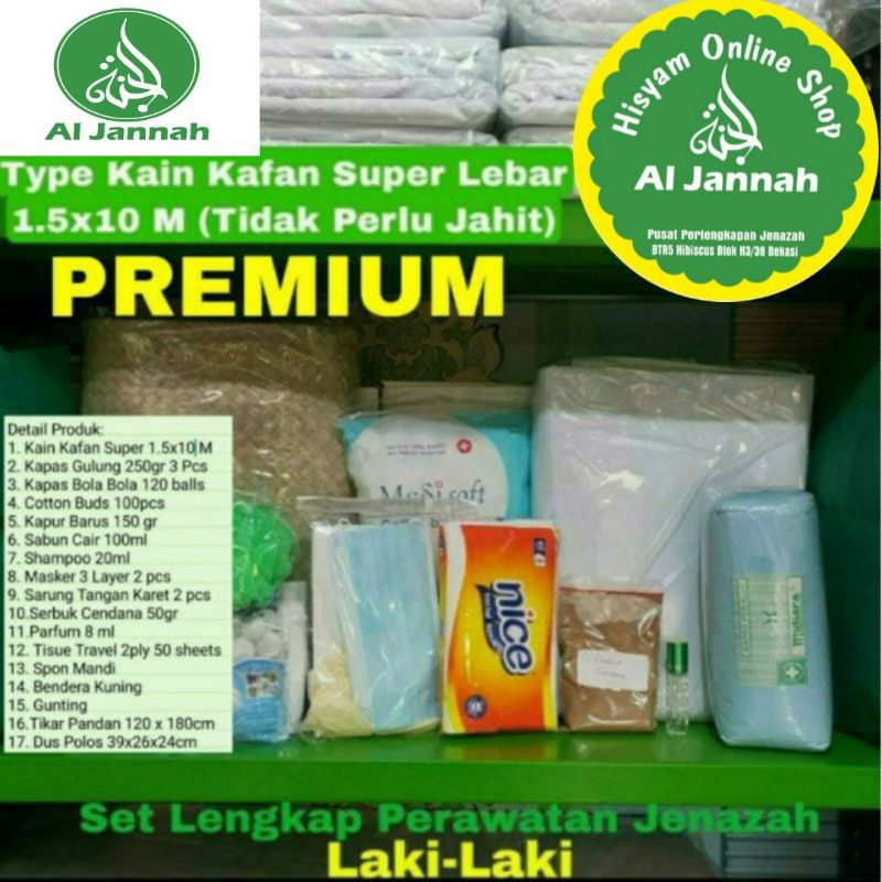 Jual Set Lengkap Pengurusan Jenazah |Kain Kafan Premium 1.5x10 M |Laki ...